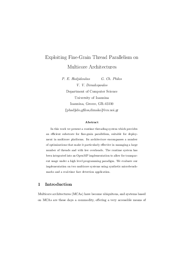 (PDF) Exploiting fine-grain thread parallelism on multicore architectures