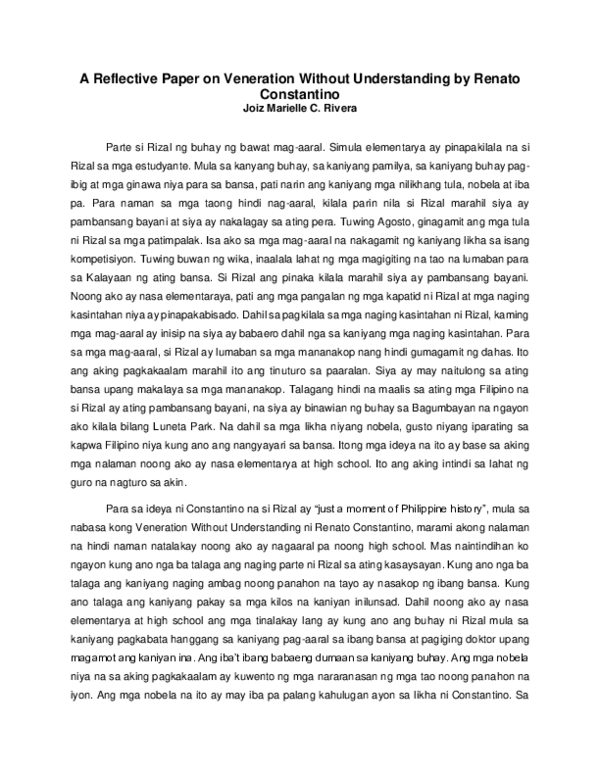 (PDF) Activity 3 Veneration Without Understanding by Renato Constantino ...