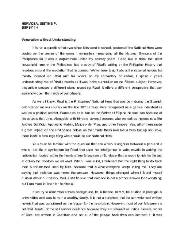 (DOC) Veneration without Understanding by Renato Constantino | Sistine ...