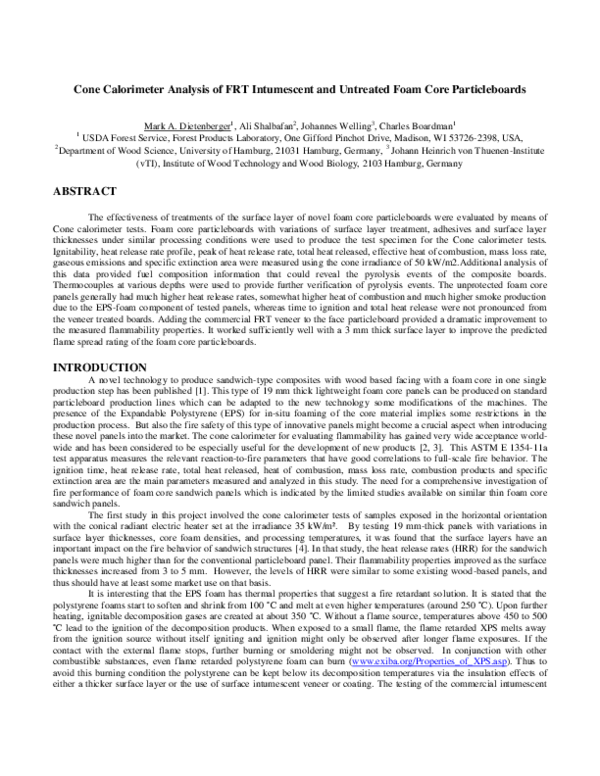 (PDF) Cone Calorimeter Analysis of FRT Intumescent and Untreated Foam ...