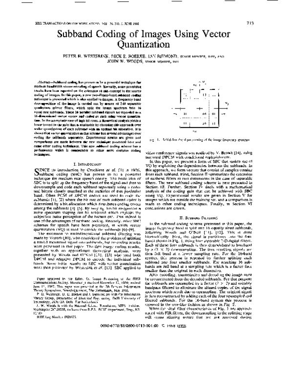Pdf Subband Coding Of Images Using Vector Quantization
