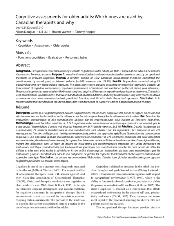 (PDF) Cognitive assessments for older adults: which ones are used by ...
