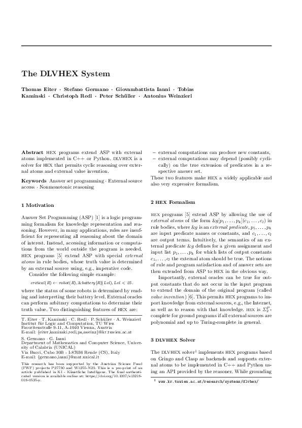 (PDF) The DLVHEX System