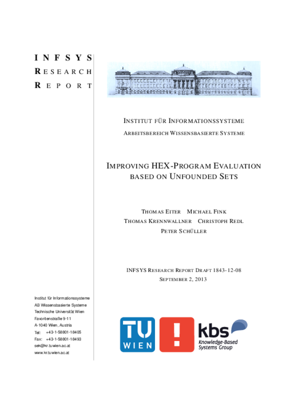 (PDF) Improving HEX-program evaluation based on unfounded sets | Peter Schüller - Academia.edu