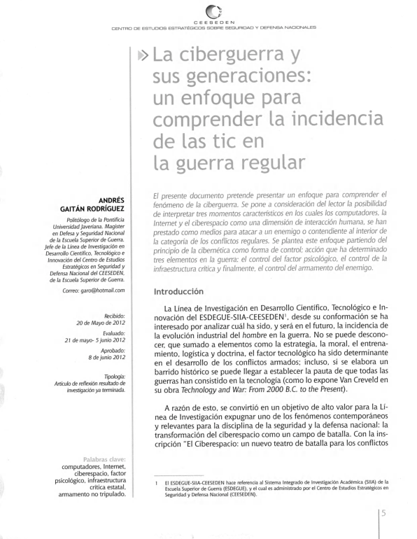 (PDF) La Ciberguerra y sus generaciones: un enfoque para comprender la ...