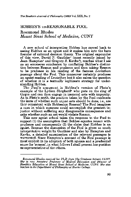 (PDF) HOBBES'S un REASONABLE FOOL