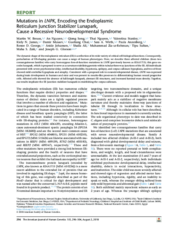 (PDF) Mutations in LNPK, Encoding the Endoplasmic Reticulum Junction ...