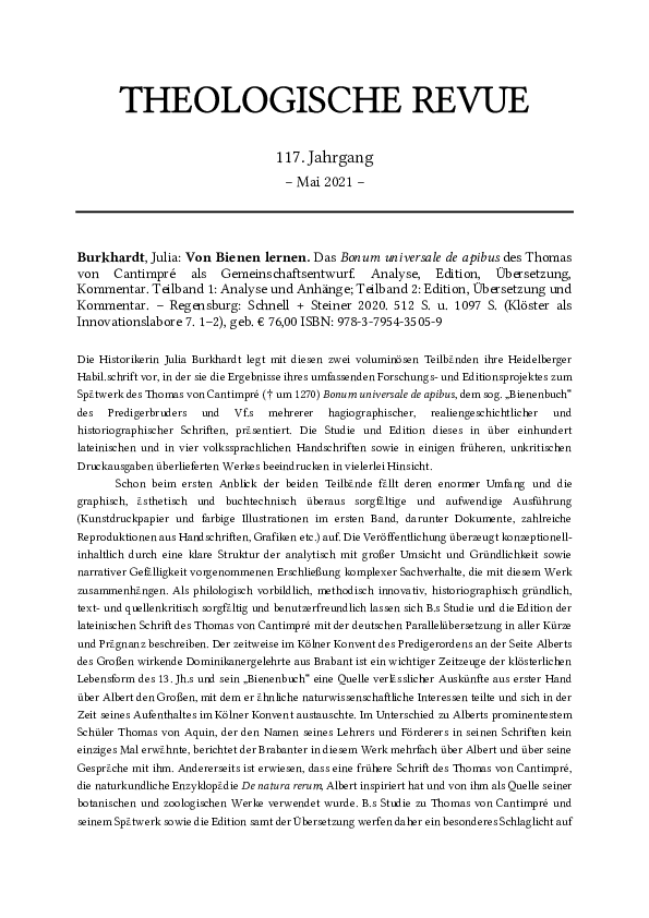 (PDF) Review: Julia Burkhardt, Von Bienen lernen. Das Bonum universale ...