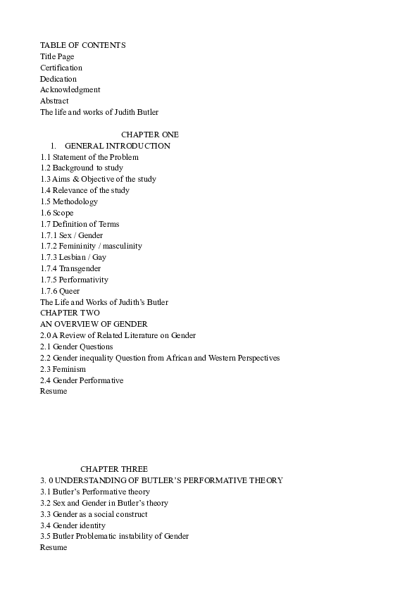 (DOC) Term Paper on Judith Butler's idea of Gender perfomativity theory