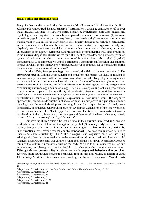 (PDF) Ritualization and ritual invention