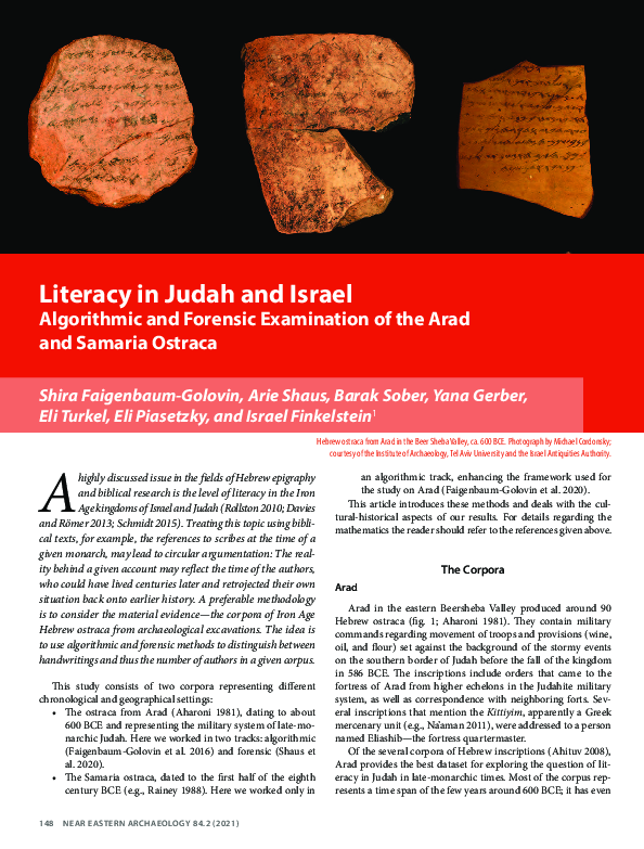 (PDF) Literacy in Judah and Israel: Algorithmic and forensic ...