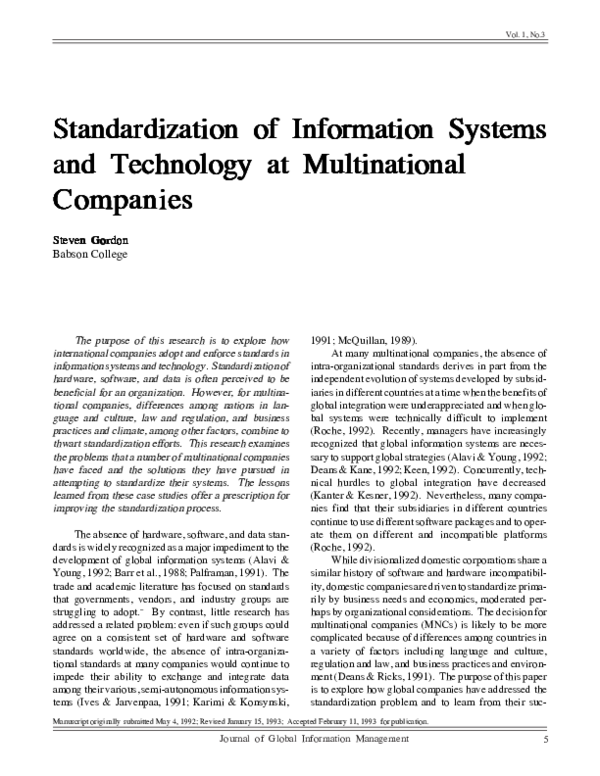 (PDF) Standardization of Information Systems and Technology at ...