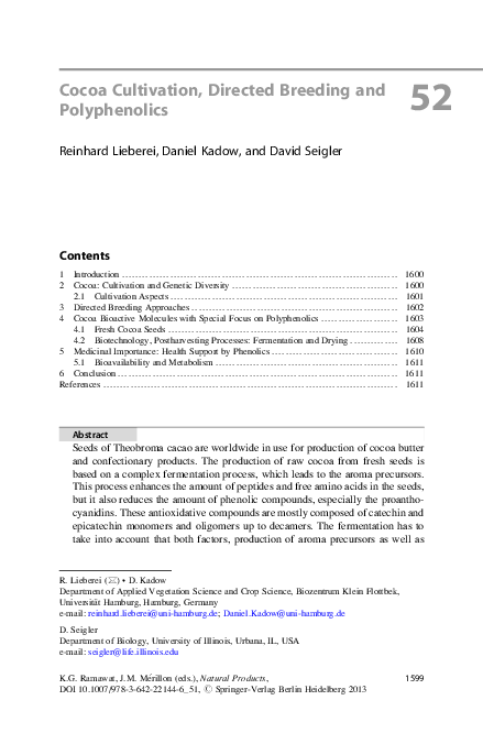 (PDF) Cocoa Cultivation, Directed Breeding and Polyphenolics