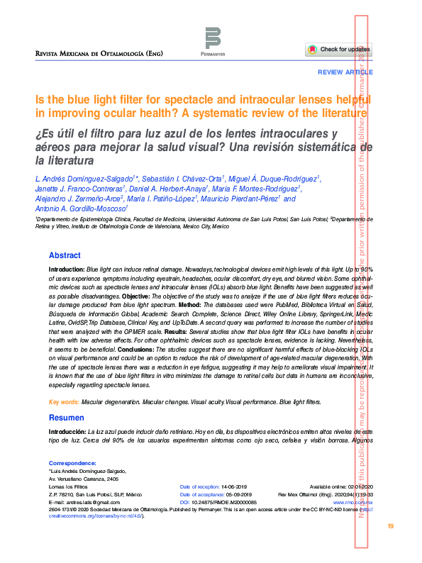 (PDF) Is the blue light filter for eyeglass and intraocular lenses ...
