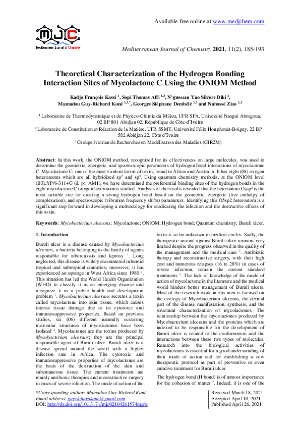 (PDF) Theoretical Characterization of the Hydrogen Bonding Interaction ...