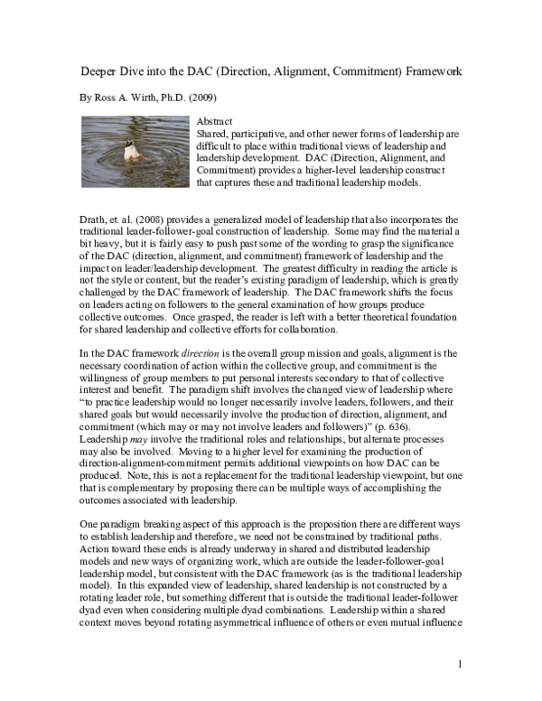 (PDF) Deeper Dive into the DAC (Direction, Alignment, Commitment) Framework