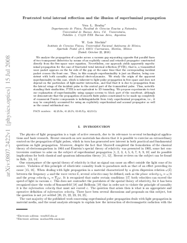 (PDF) Illusion of Superluminal Propagation in FTIR