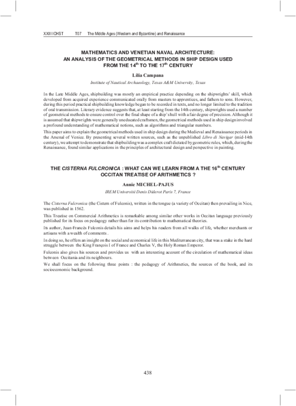 (PDF) Mathematics and Venetian Naval Architecture: An Analysis of the ...