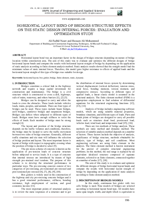 (PDF) HORIZONTAL LAYOUT BEND OF BRIDGES STRUCTURE EFFECTS ON THE STATIC ...