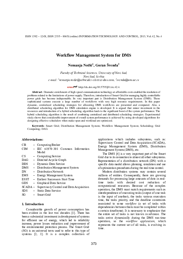 (PDF) Workflow Management System for DMS