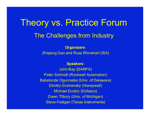 (PDF) Theory vs. practice: The challenges from industry