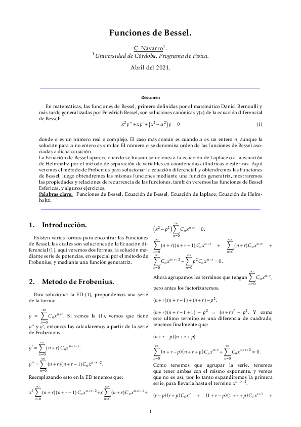 (PDF) Funciones de Bessel