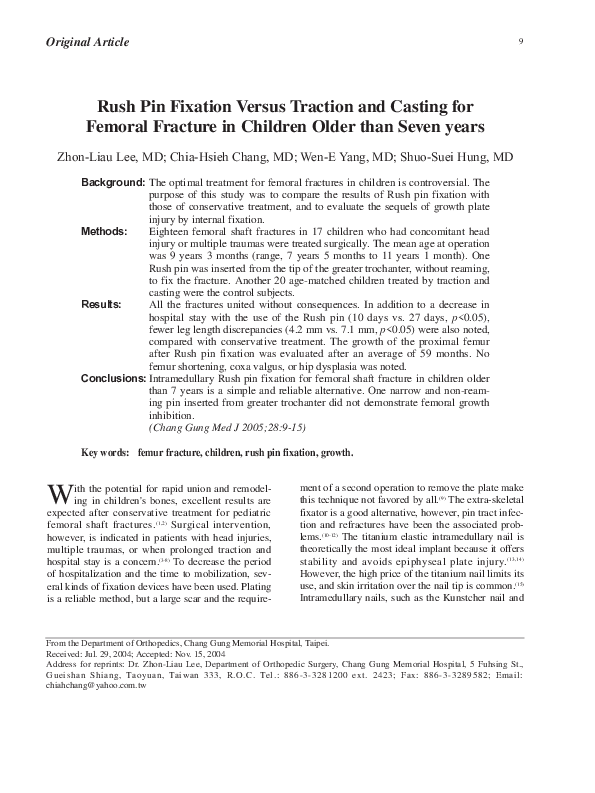 (PDF) Rush pin fixation versus traction and casting for femoral ...