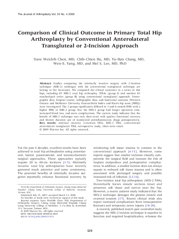 (PDF) Comparison of Clinical Outcome in Primary Total Hip Arthroplasty ...