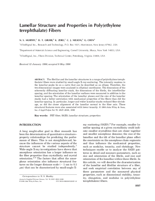 (PDF) Lamellar structure and properties in poly(ethylene terephthalate ...