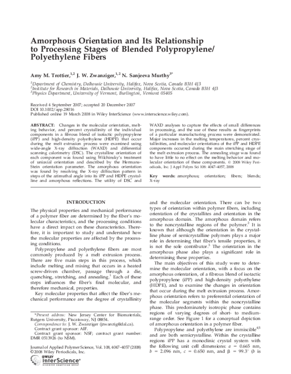 (PDF) Amorphous orientation and its relationship to processing stages ...