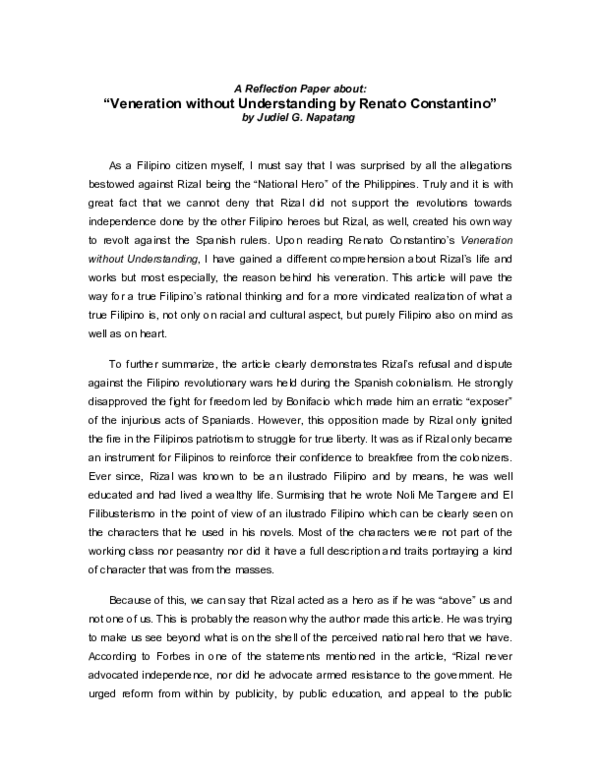 (PDF) "Veneration without Understanding by Renato Constantino"