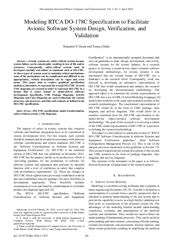 Pdf Modeling Rtca Do 178c Specification To Facilitate Avionic Software System Design 