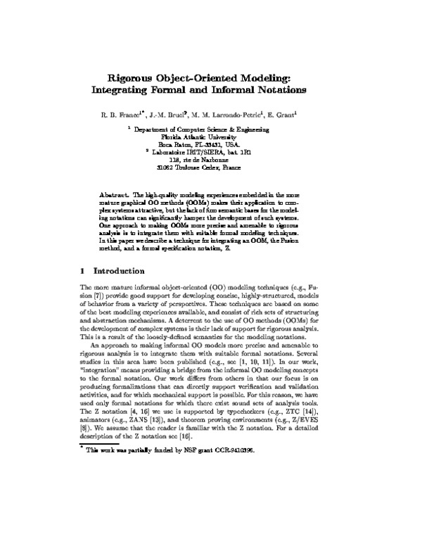 Pdf Rigorous Object Oriented Modeling Integrating Formal And