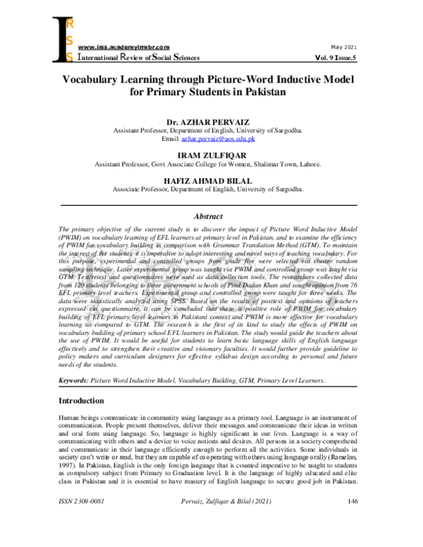 (PDF) Vocabulary building through Picture Word Inductive Model