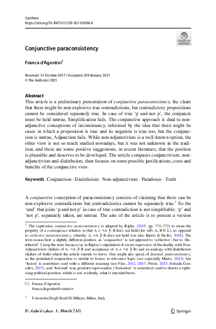 (PDF) Conjunctive paraconsistency