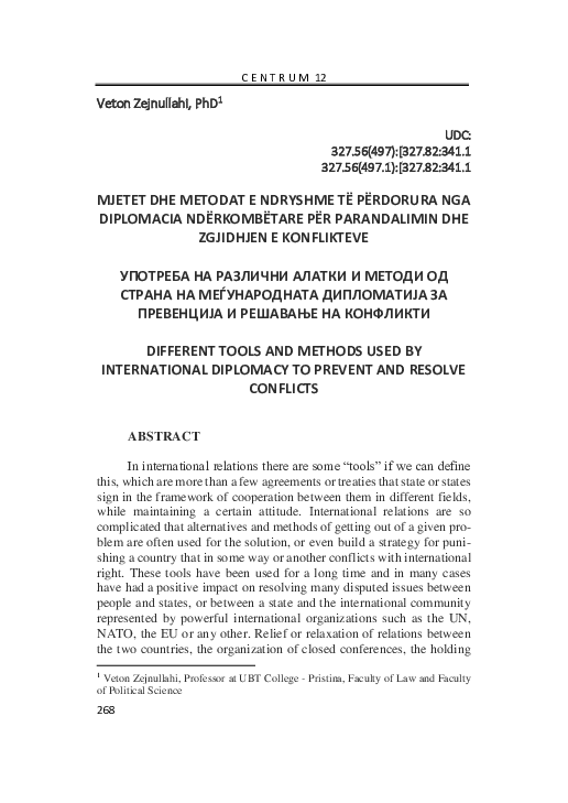 (PDF) Different tools and methods used by international diplomacy to ...