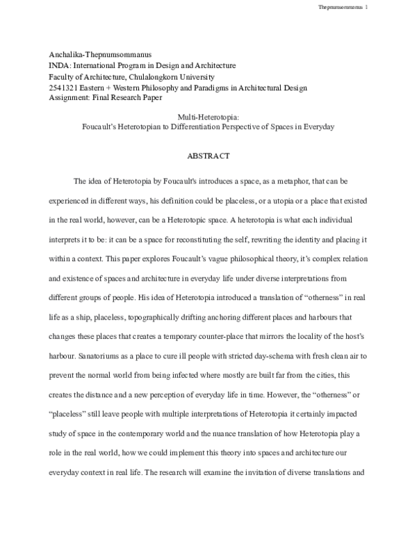 (PDF) Multi-Heterotopia: Foucault’s Heterotopian to Differentiation ...