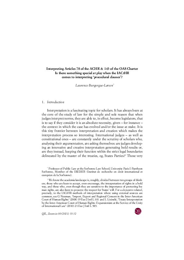 (PDF) Interpreting Articles 78 of the ACHR & 143 of the OAS Charter Is ...