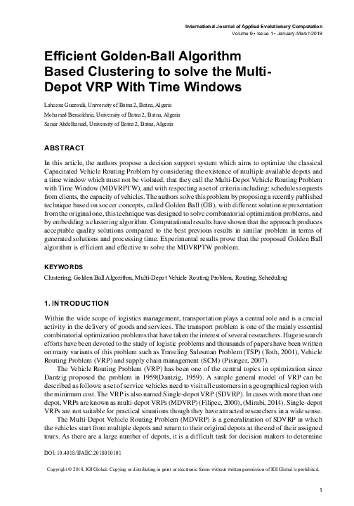 Pdf Efficient Golden Ball Algorithm Based Clustering To Solve The