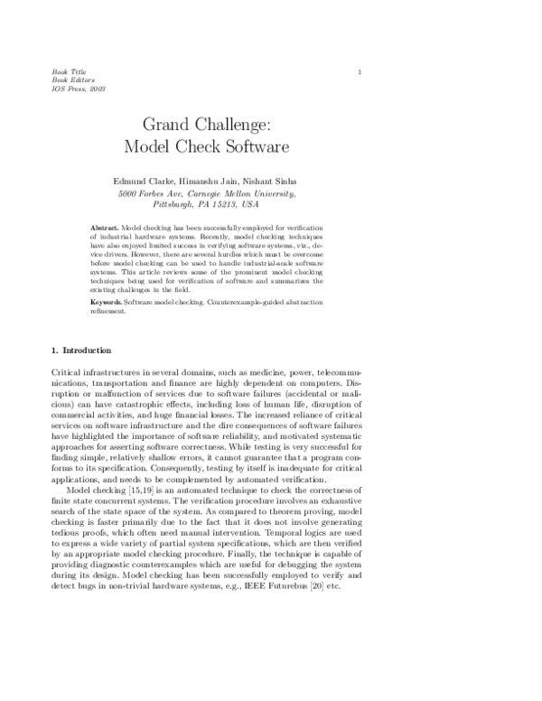 (PDF) Grand Challenge: Model Check Software