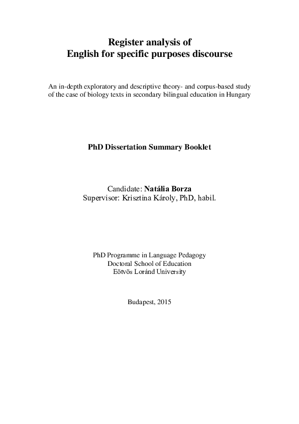 (PDF) Register analysis of English for specific purposes discourse