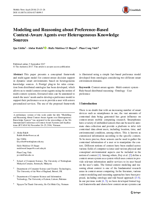 (PDF) Modeling and Reasoning about Preference-Based Context-Aware Agents over Heterogeneous ...