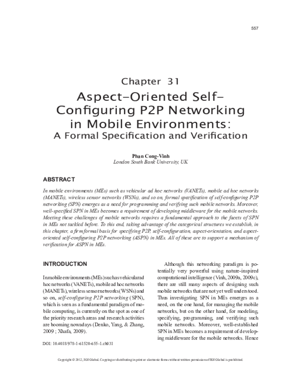(PDF) Aspect-Oriented Self-Configuring P2P Networking in Mobile Environments