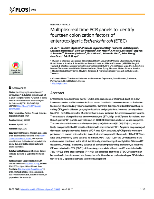 (PDF) Multiplex real time PCR panels to identify fourteen colonization ...
