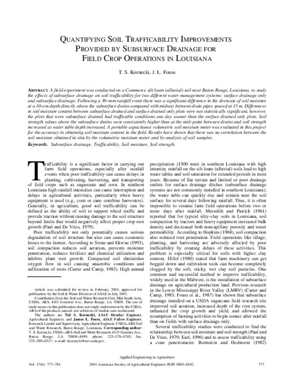 (PDF) Quantifying Soil Trafficability Improvements Provided by ...