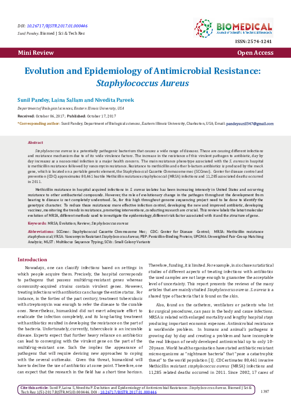 Pdf Evolution And Epidemiology Of Antimicrobial Resistance Staphylococcus Aureus
