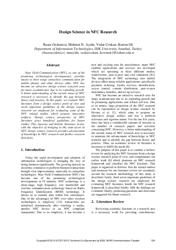 (PDF) Design science in NFC research