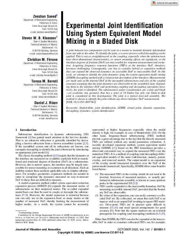 (PDF) Experimental Joint Identification Using System Equivalent Model ...