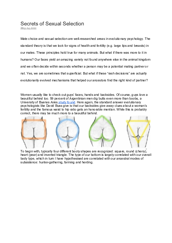 (DOC) Secrets of Sexual Selection