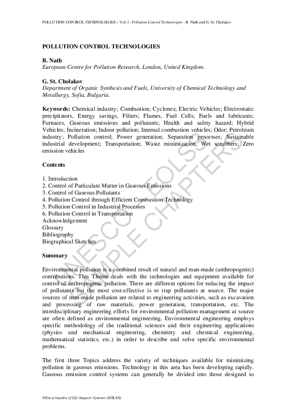 (PDF) Pollution control technologies